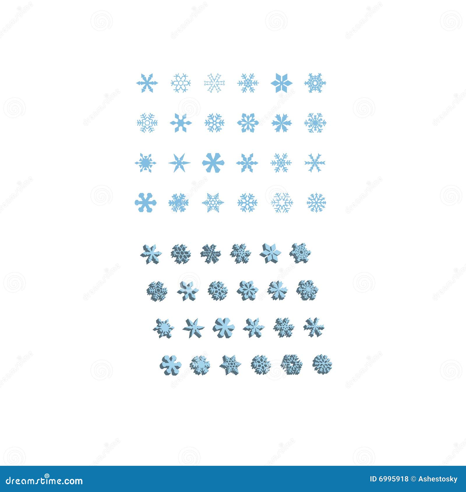 Vector and 3d Snowflake Set Stock Vector - Illustration of bold, blank ...