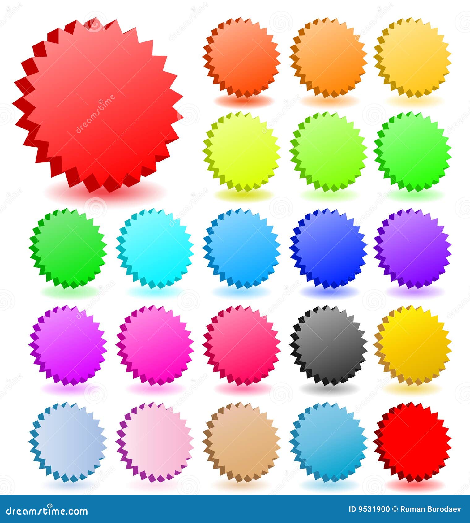 Blank Star Button Set Vector Icon Web Buttons Tag Tags Label Sticker 3D ...