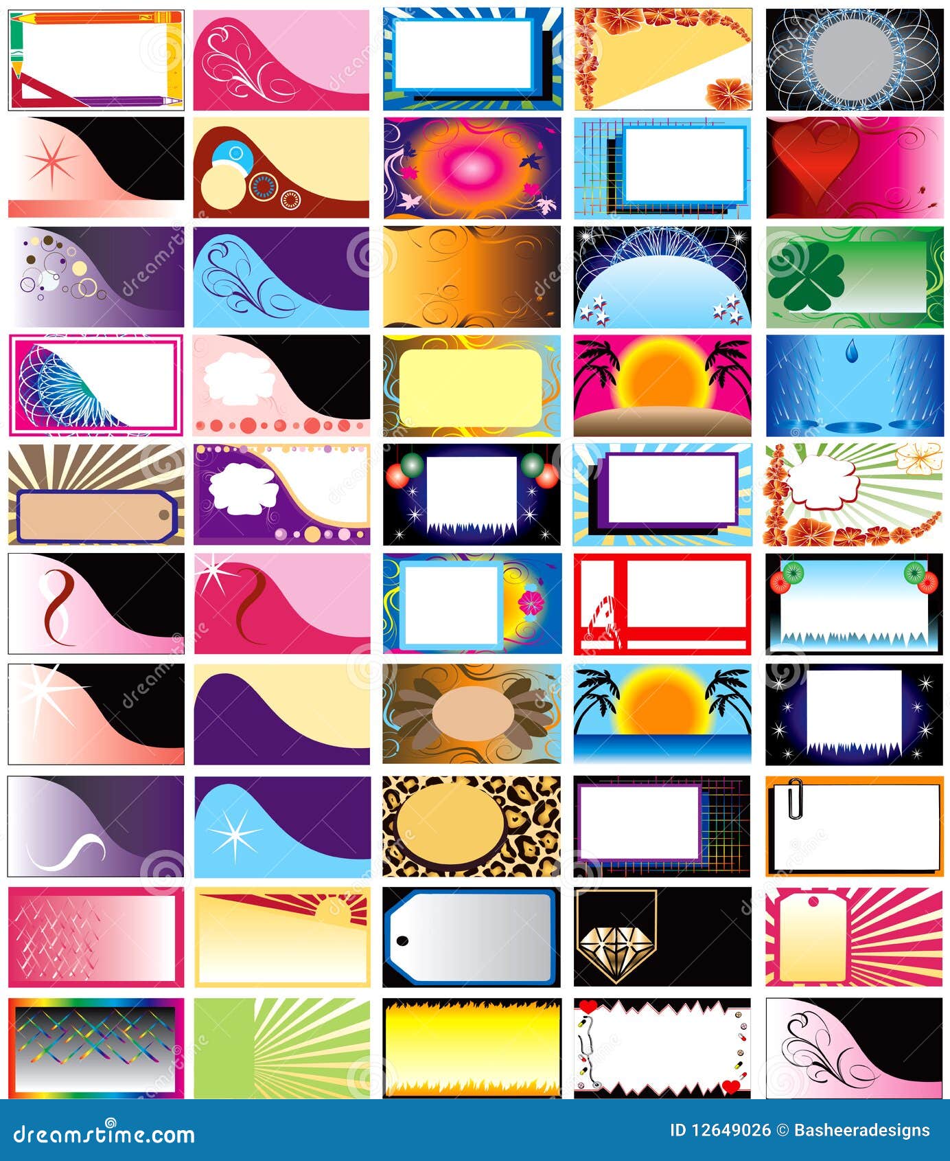 Vector 50 Horizontal Cards stock vector. Illustration of fourth - 12649026