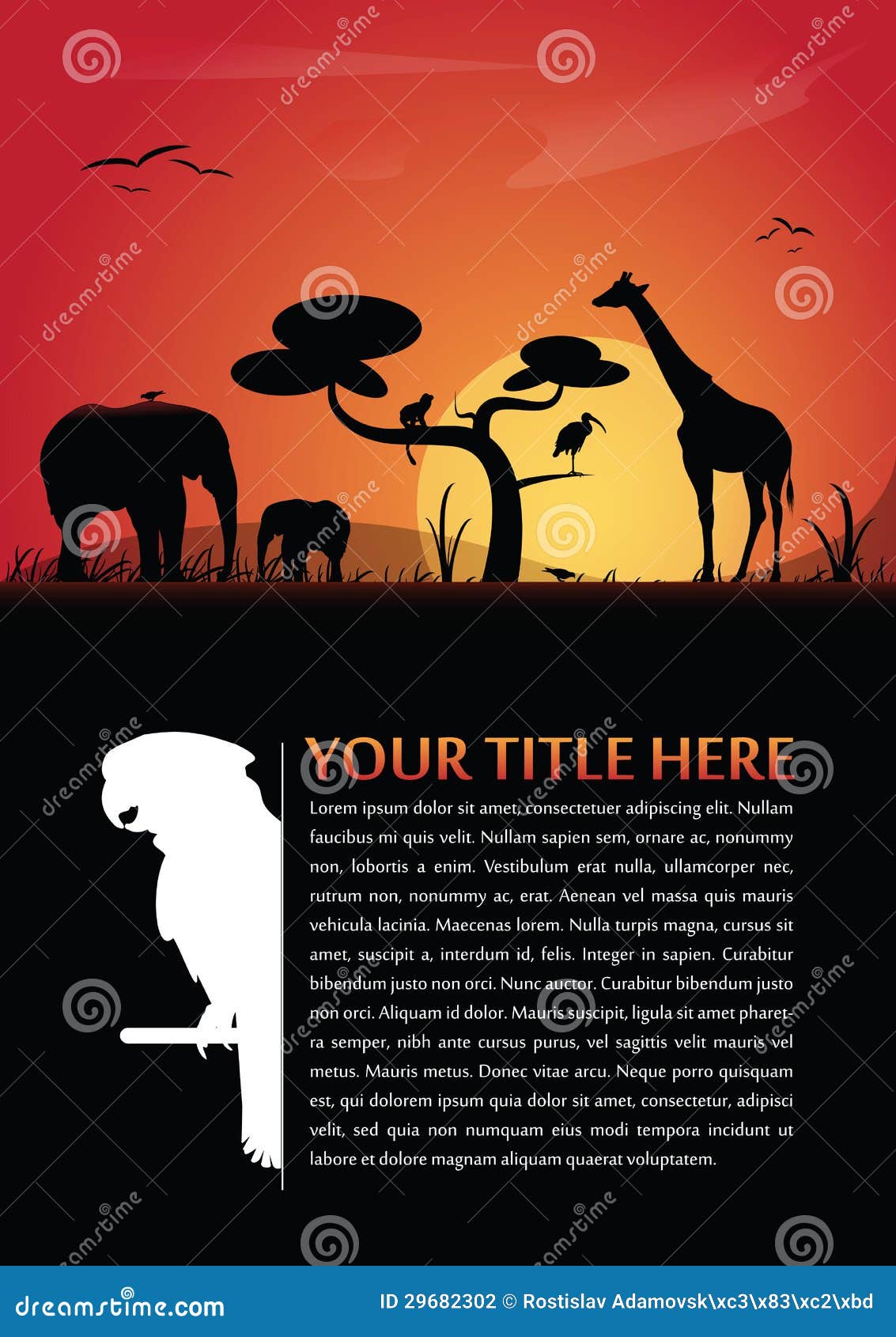 Vector Abstract Background with African Animals Stock Vector ...