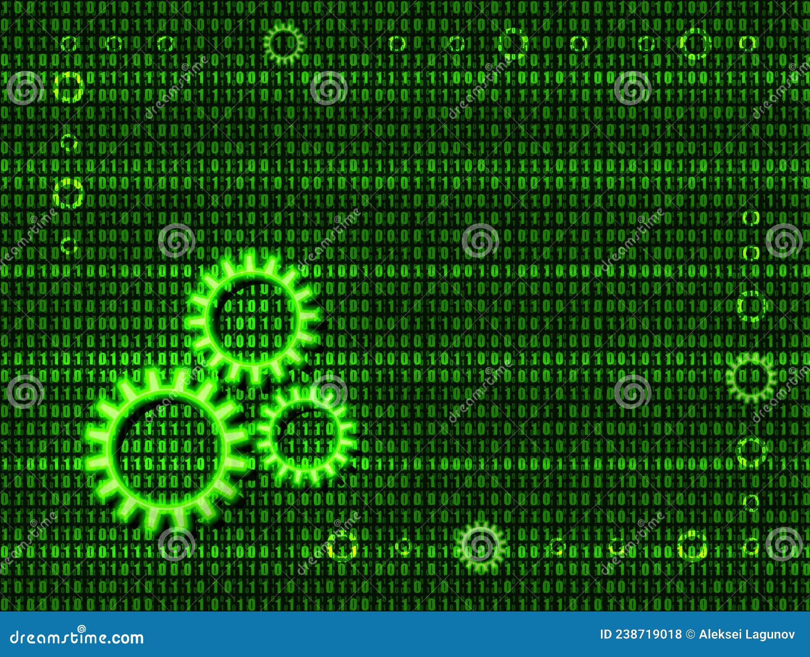Vector Abstract Background Binary Code Digital Art With Gears And