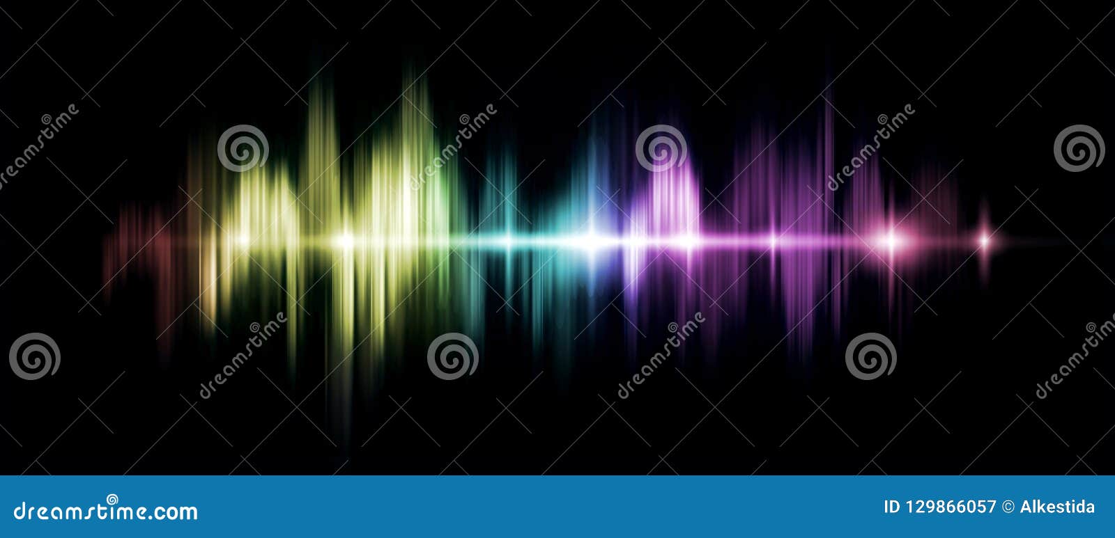Vector Abstract Background with a Colored Sound Wave on a Black Stock ...