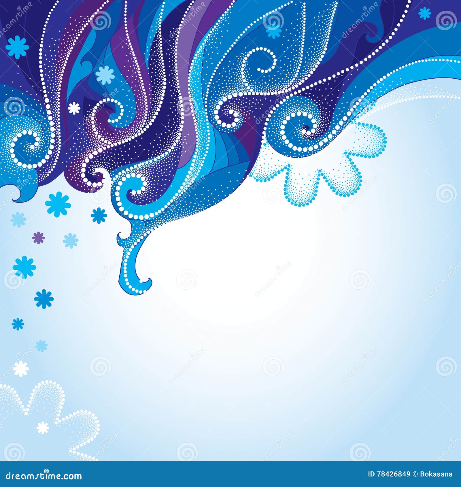 Vector Abstract Background with Curly Lines, White Dotted Swirls and ...