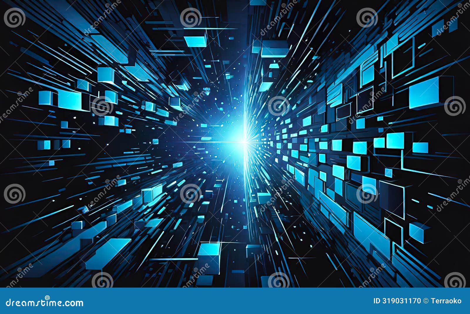 Vector Abstract Background, Digital Glowing Square Pixels for ...