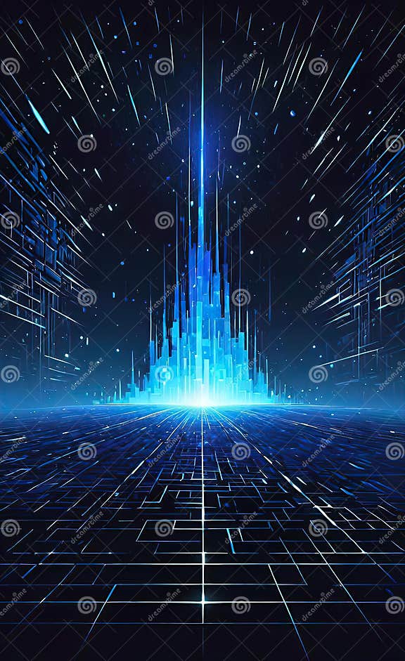 Vector Abstract Background, Digital Glowing Square Pixels for ...