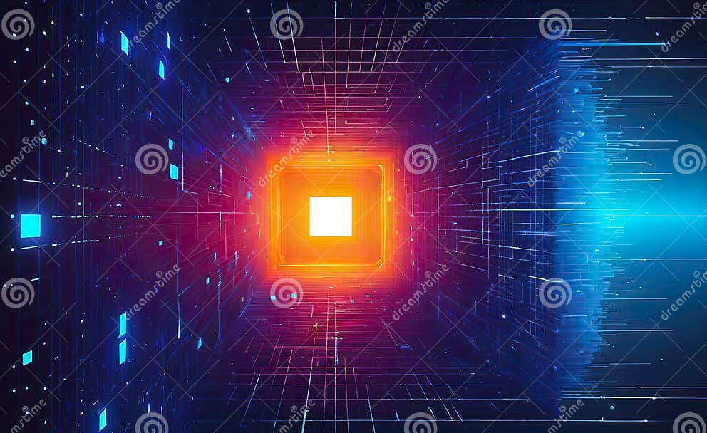 Vector Abstract Background, Digital Glowing Square Pixels for ...