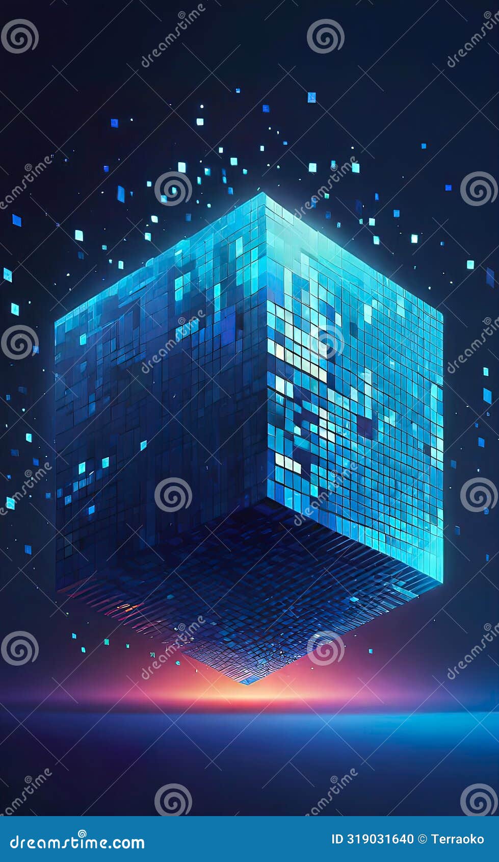 Vector Abstract Background, Digital Glowing Square Pixels for ...