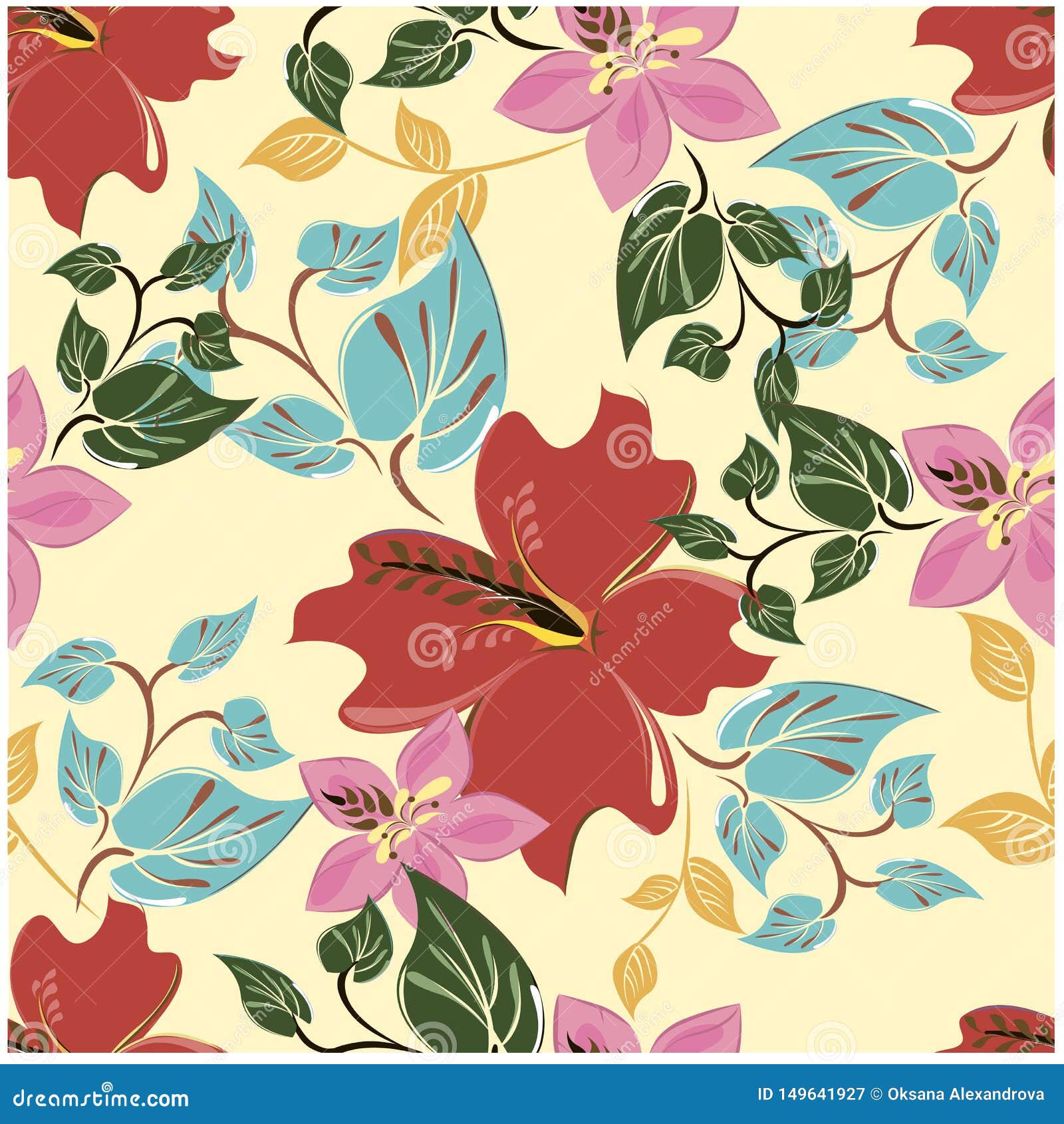 Vector Abstract Background Flowers Seamless Pattern Stock Vector ...