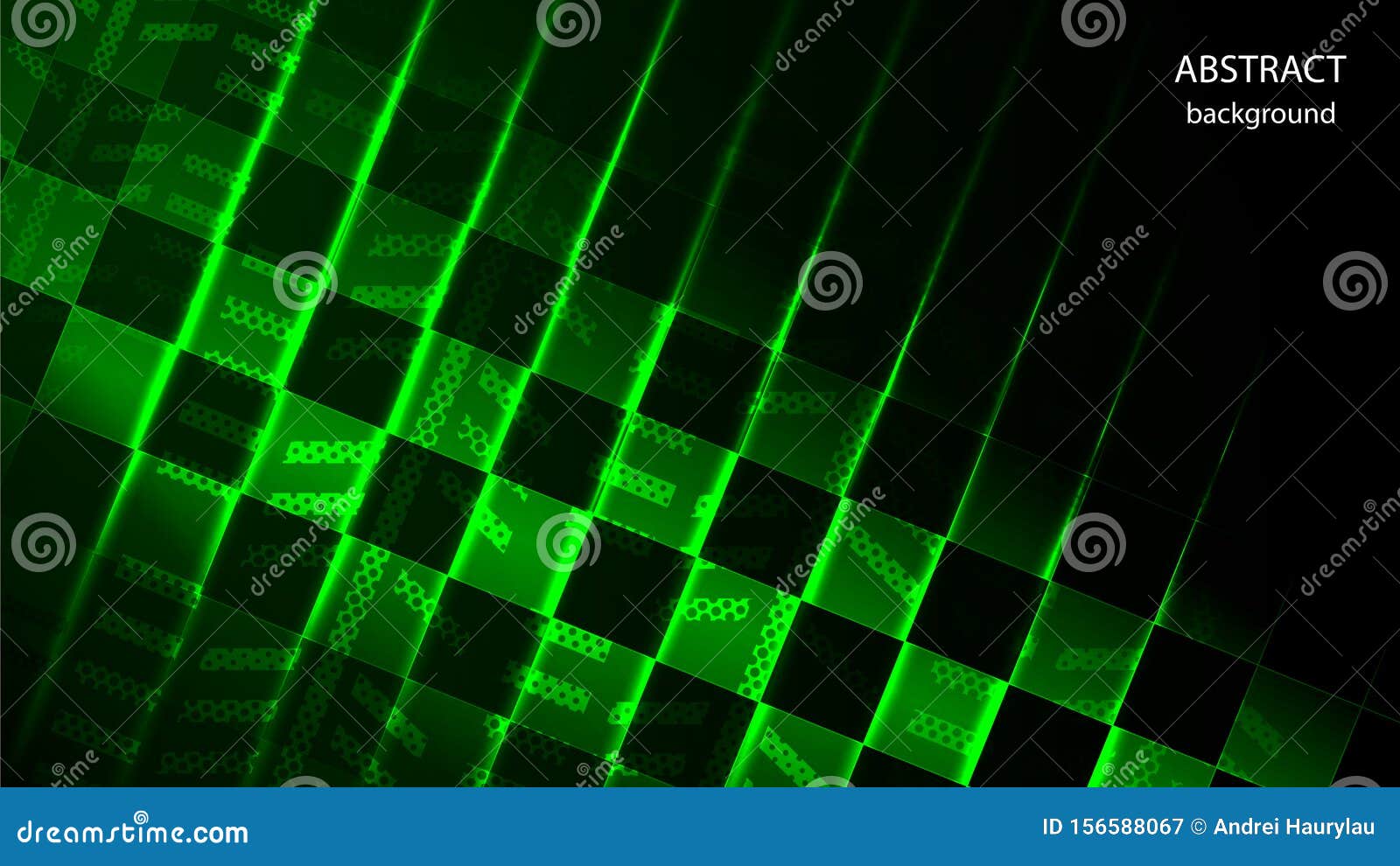 Vector Abstract Background in the Form of Green Glowing Squares. EPS 10 ...
