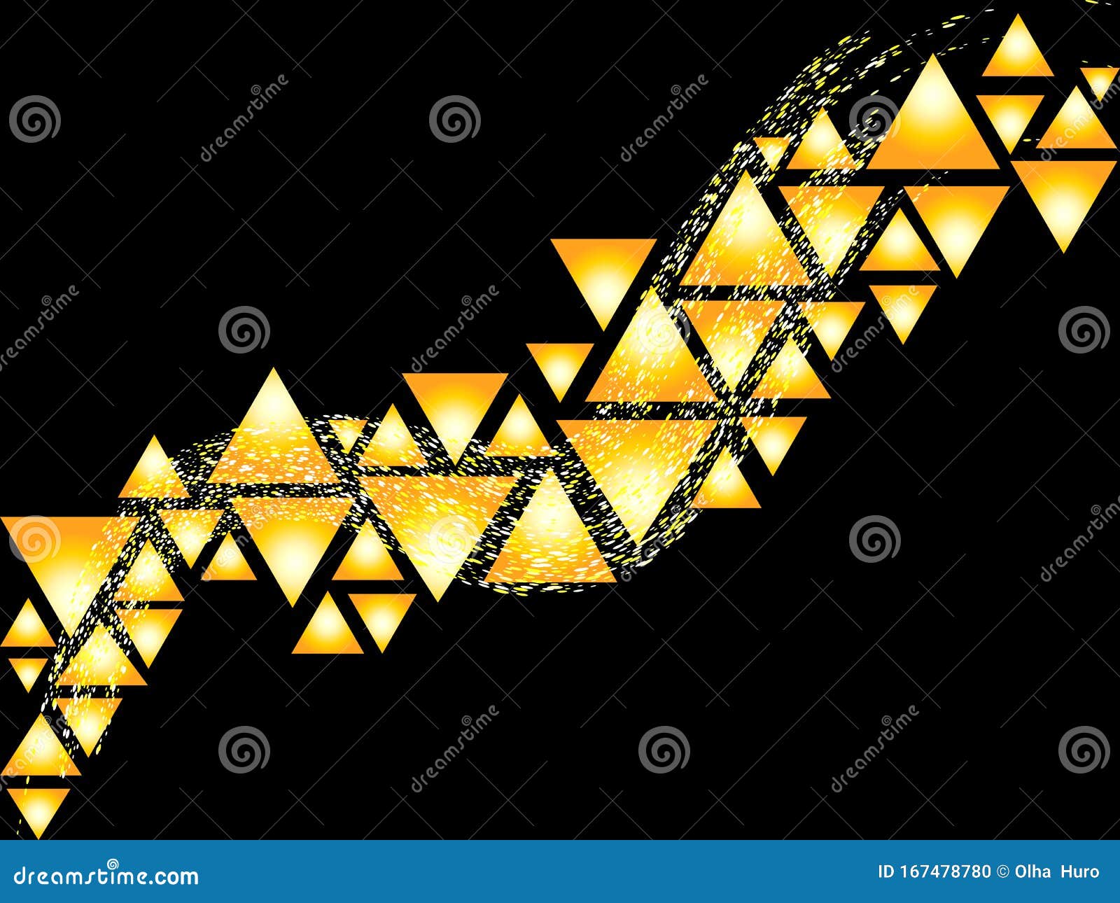 Vector Abstract Background. Gold Triangles on a Black Background Stock ...
