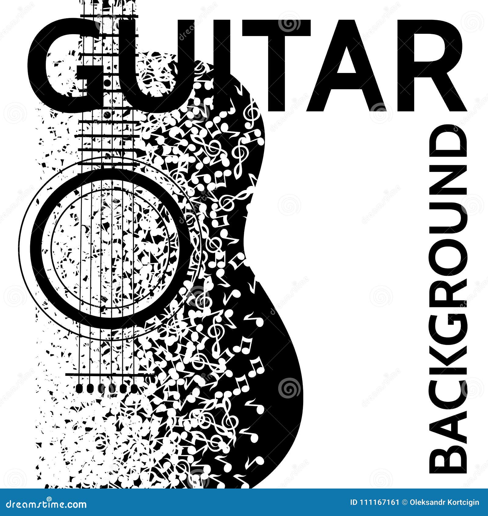 Vector Abstract Background with Guitar and Notes Stock Vector ...