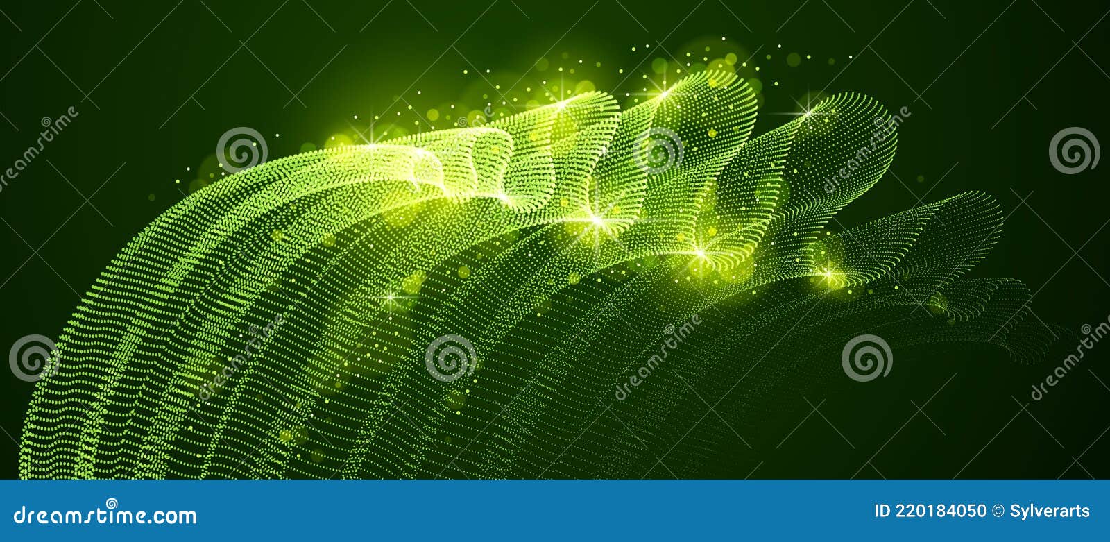 Vector Abstract Background with Magic Wave of Flowing Particles Over ...