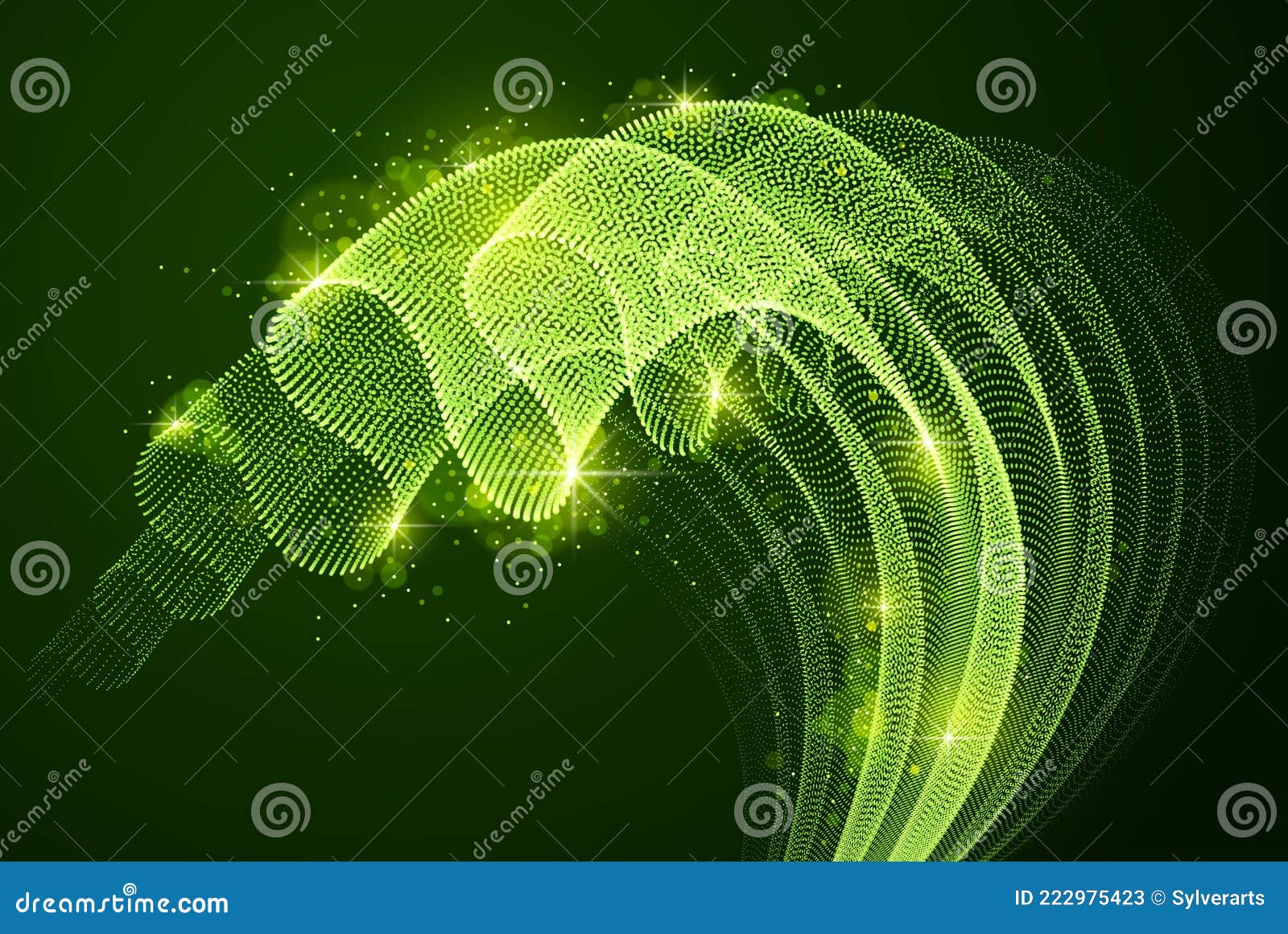 Vector Abstract Background with Magic Wave of Flowing Particles Over ...