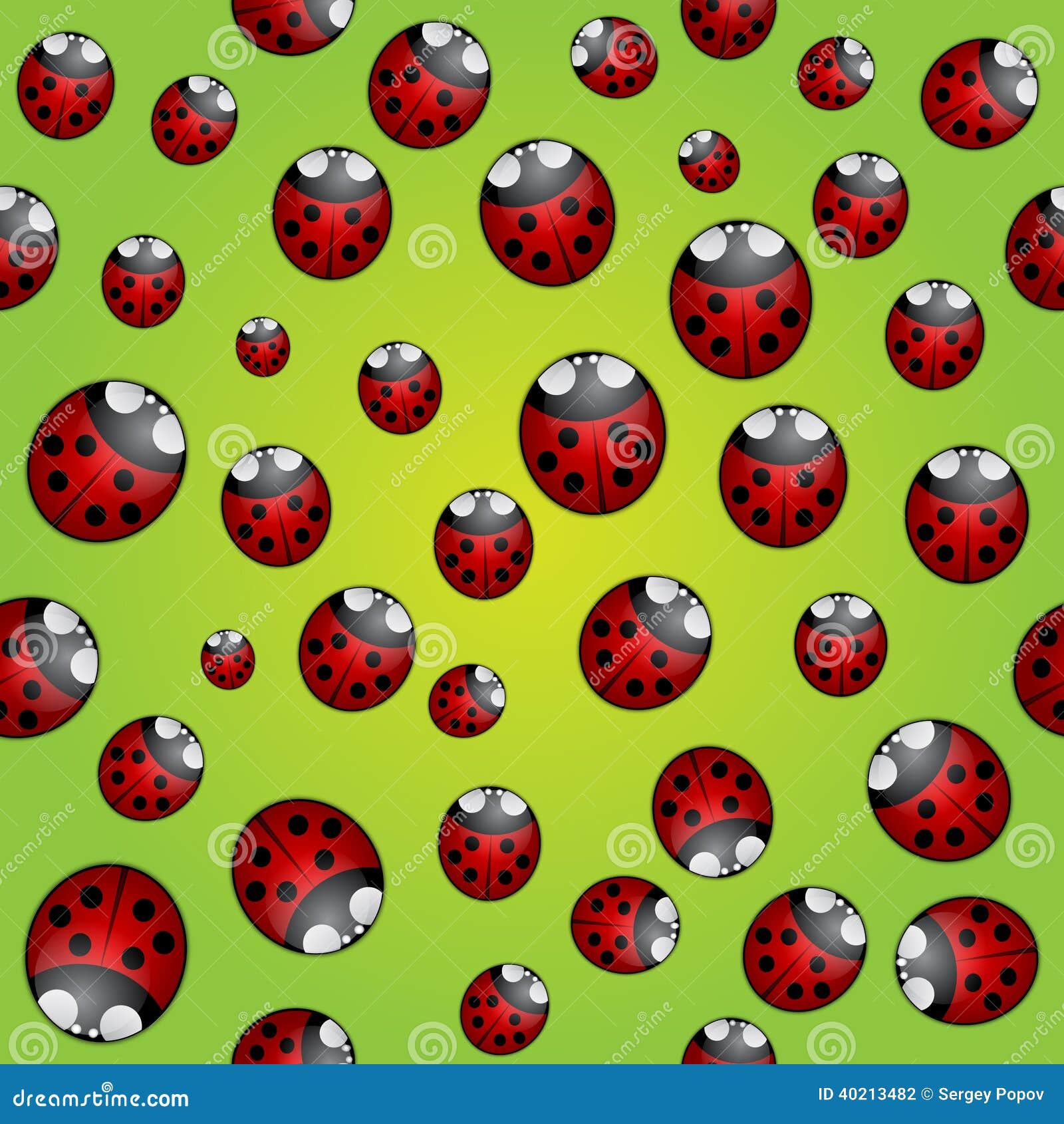 Vector Abstract Background Seamless Pattern with Ladybugs Stock Vector ...