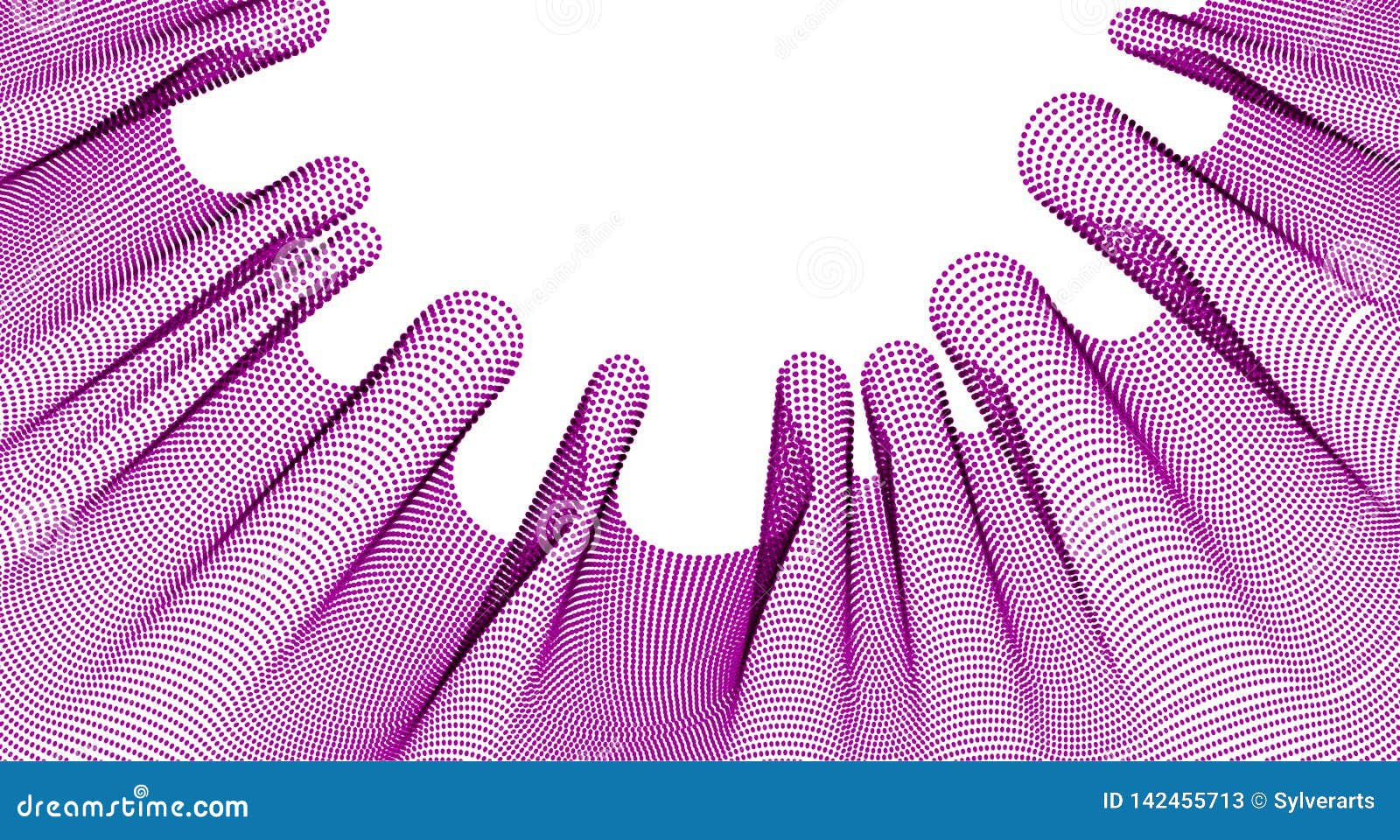 Vector Abstract Background with Wave of Flowing Particles Frame, Smooth Curve Shape Lines ...