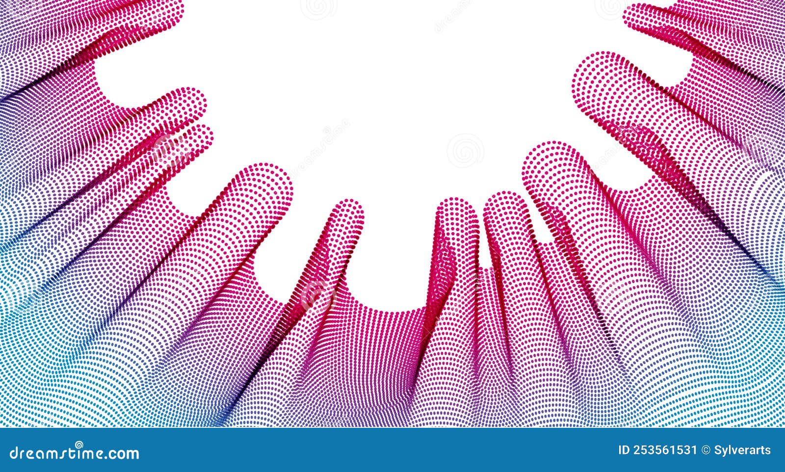 Vector Abstract Background with Wave of Flowing Particles Frame, Smooth Curve Shape Lines ...