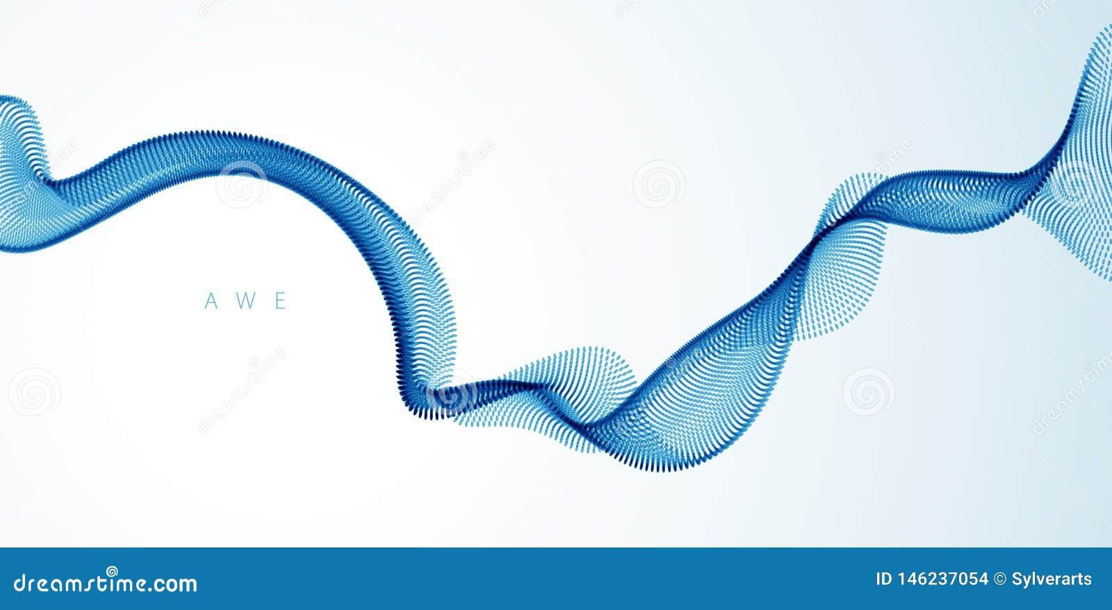 Vector Abstract Background with Wave of Flowing Particles, Smooth Curve Shape Lines, Particle ...