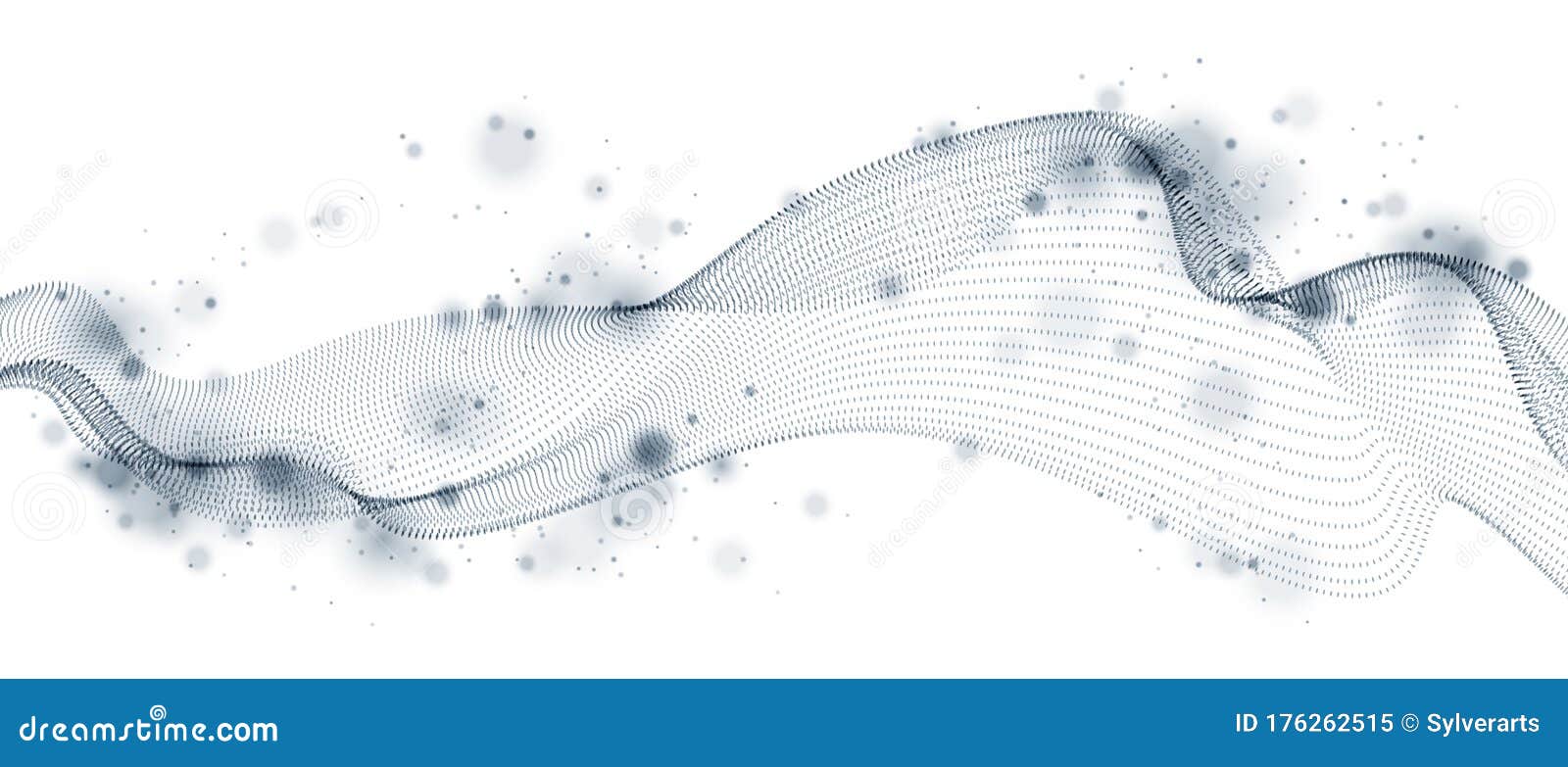 Vector Abstract Background with Wave of Flowing Particles, Smooth Curve Shape Lines, Particle ...