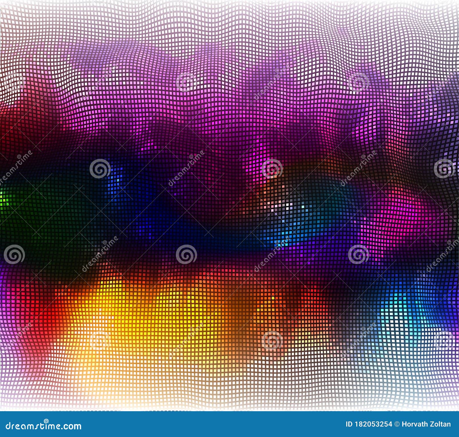 Vector Abstract Background with Wave Pixels. Color Halftone Texture ...
