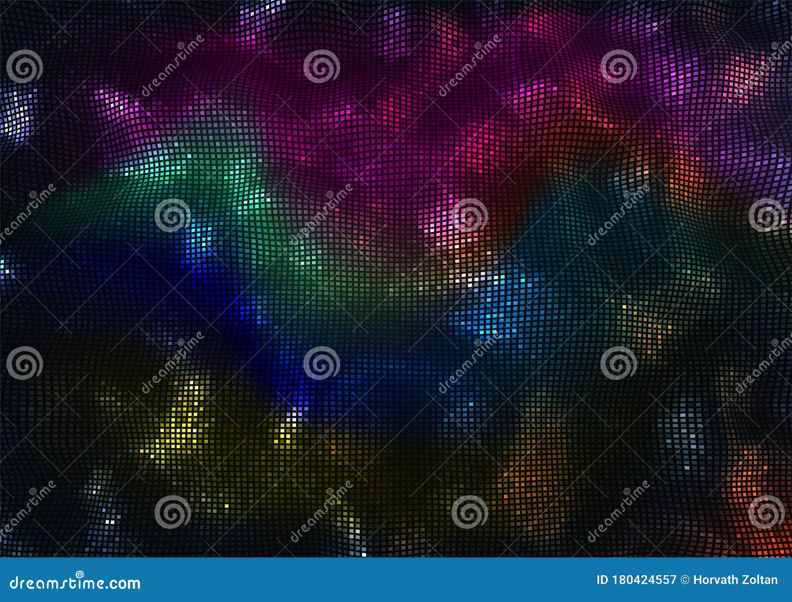 Abstract Background, with Waving and Flowing Shiny Pixel Colors ...