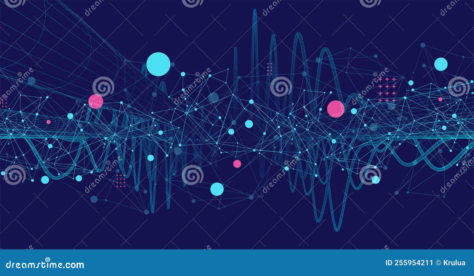 Vector Abstract Background with a Wireframe Dynamic Pipes, Line and Particles. Plexus Effect ...