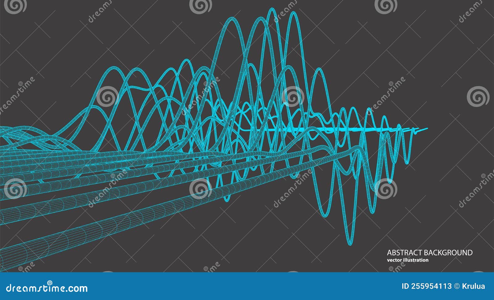 Vector Abstract Background With A Wireframe Dynamic Waves Line And Particles Stock Vector