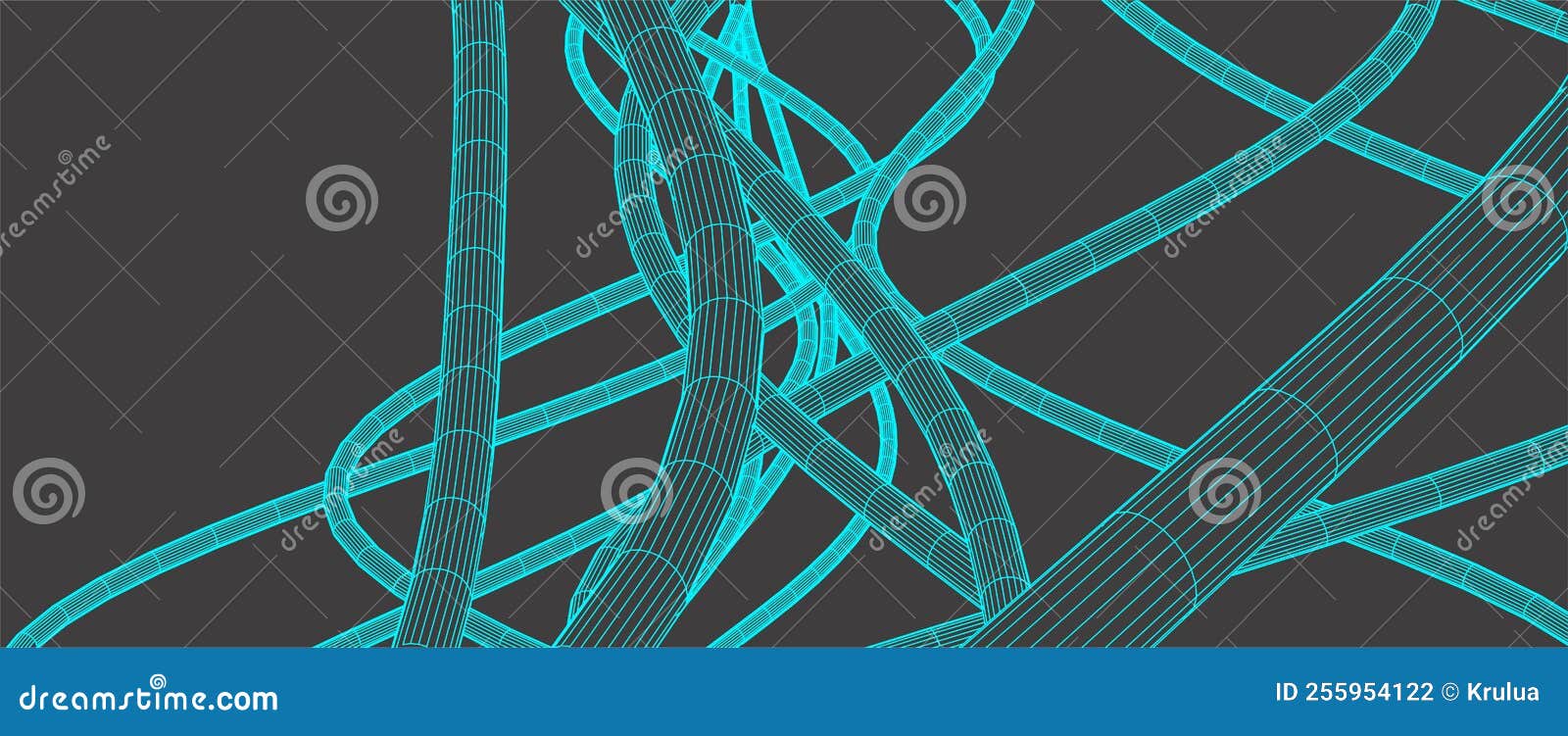 Vector Abstract Background With A Wireframe Dynamic Waves Line And Particles Stock Vector