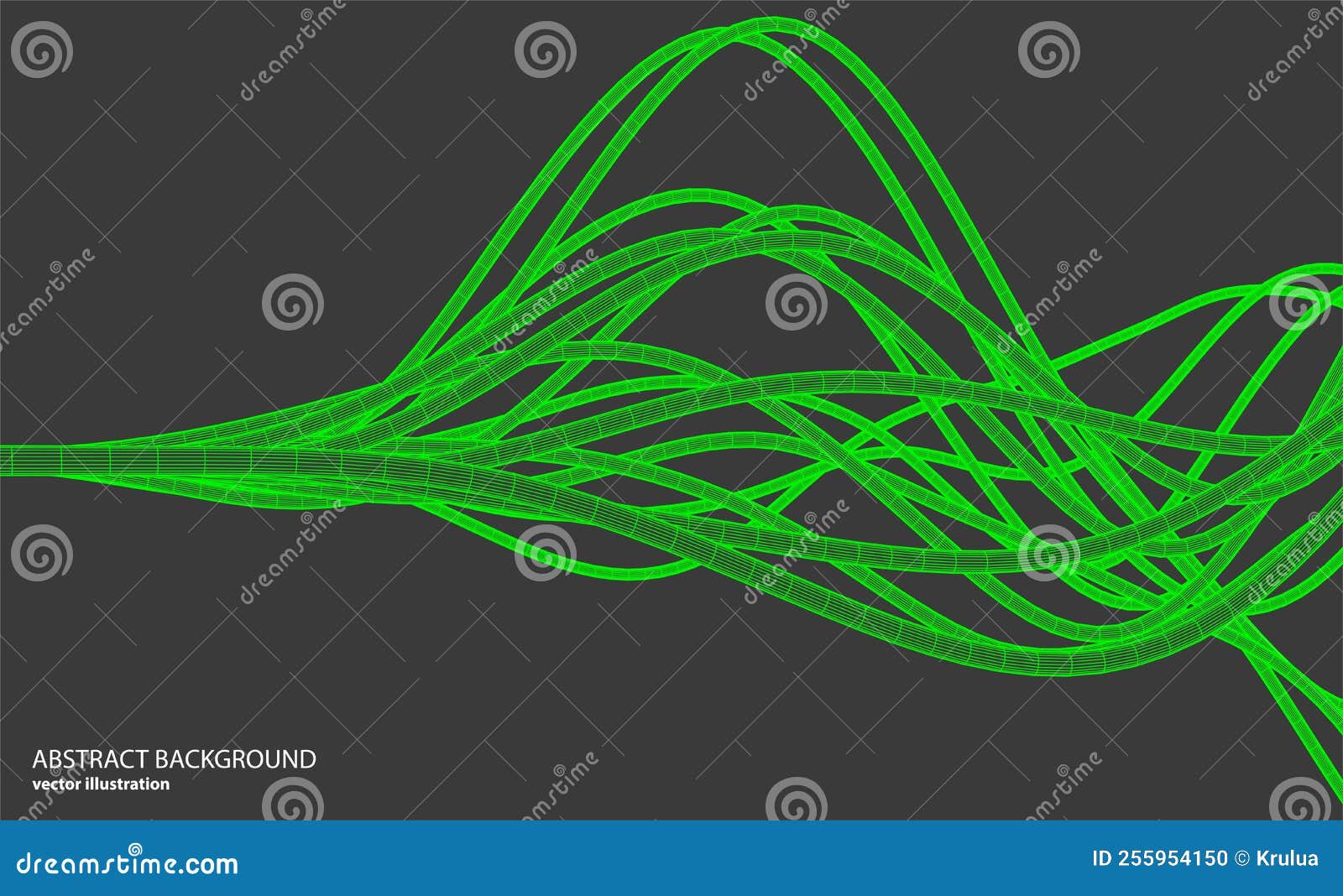 Vector Abstract Background With A Wireframe Dynamic Waves Line And Particles Stock Vector