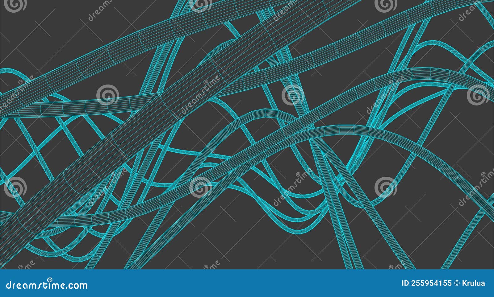 Vector Abstract Background With A Wireframe Dynamic Waves Line And Particles Stock Vector