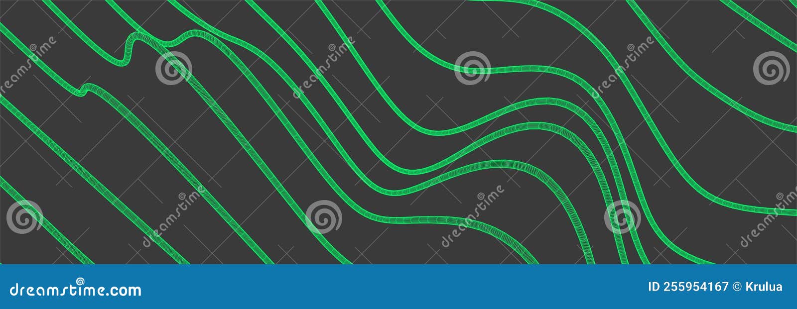 Vector Abstract Background With A Wireframe Dynamic Waves Line And Particles Stock Vector