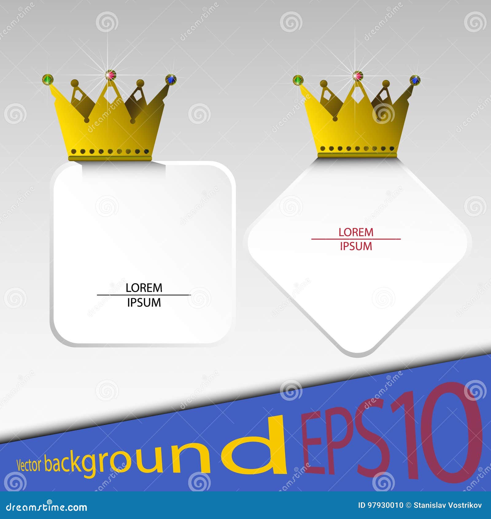 Vector Abstract Banners with Gold Crowns and Stones Stock Vector ...