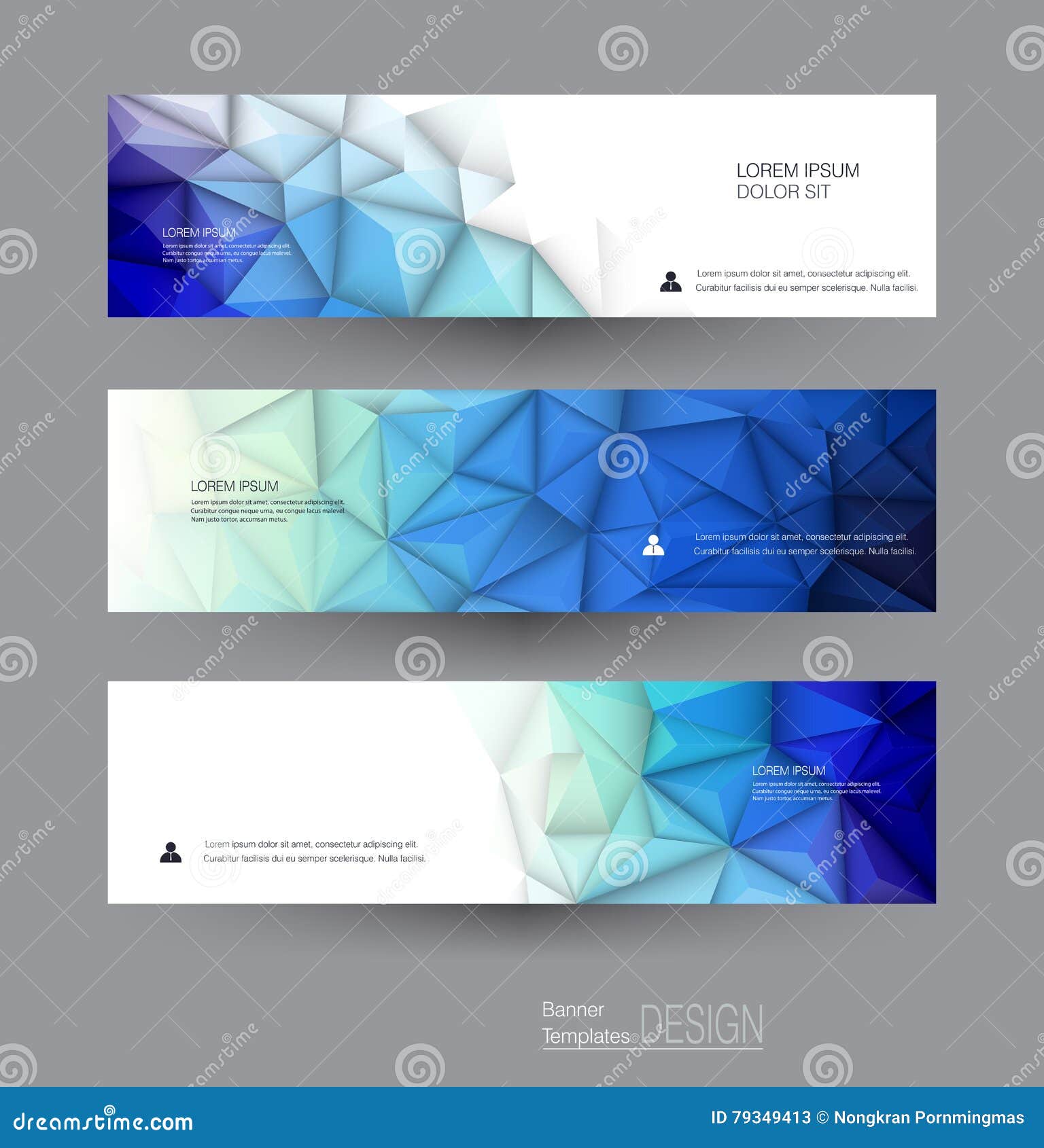 Vector Abstract Banners Set with Polygonal, Geometric, Triangle Pattern ...