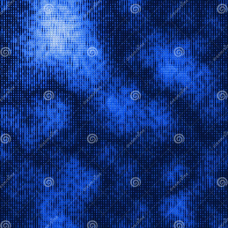 Vector Abstract Big Data Visualization. Blue Data Flow As Binary Numbers Strings. Computer Code ...