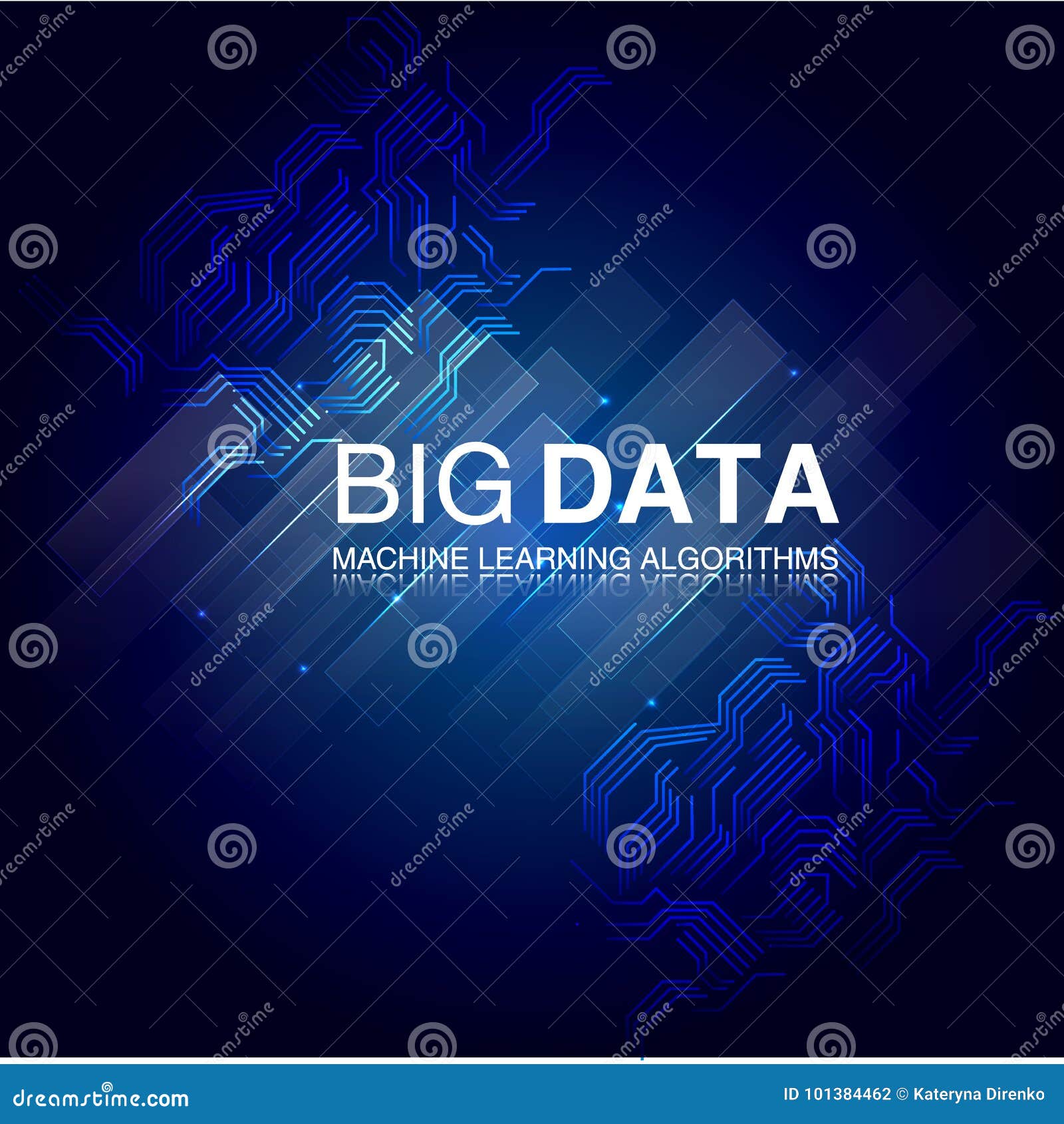 Vector Abstract Big Data Visualization Blue Data Flow As A Virtual Web