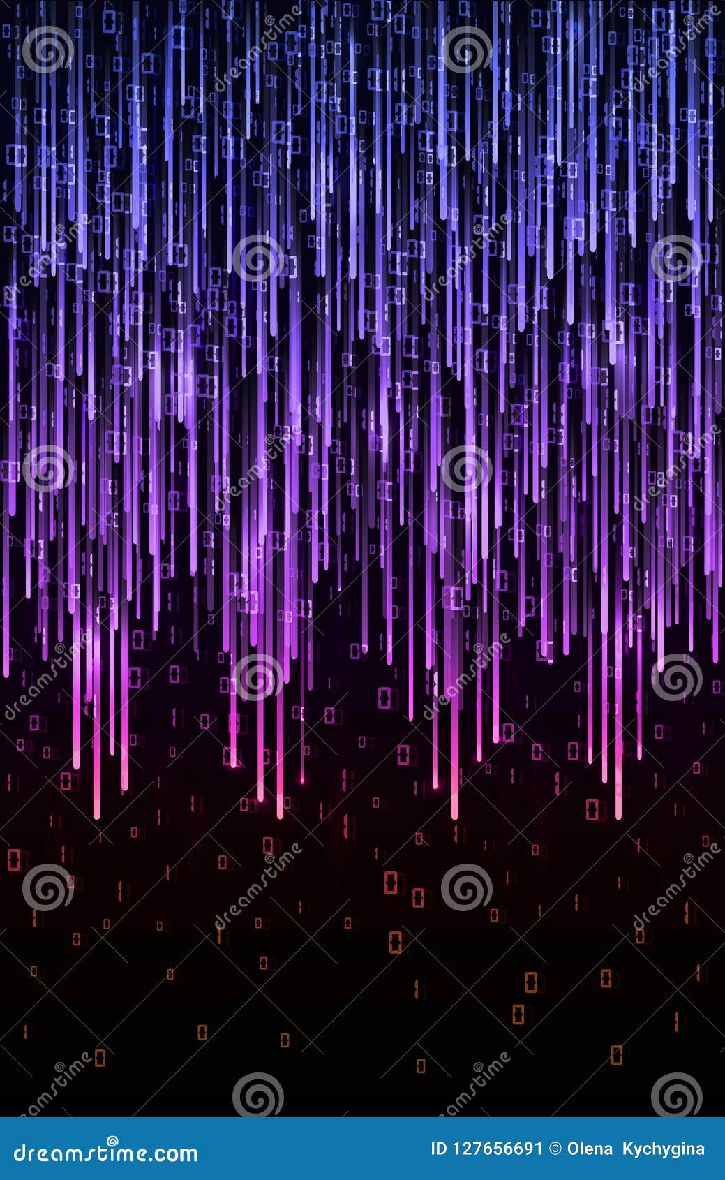Vector Abstract Big Data Visualization. Blue Flow of Data As Matrix Code Strings Stock Vector ...
