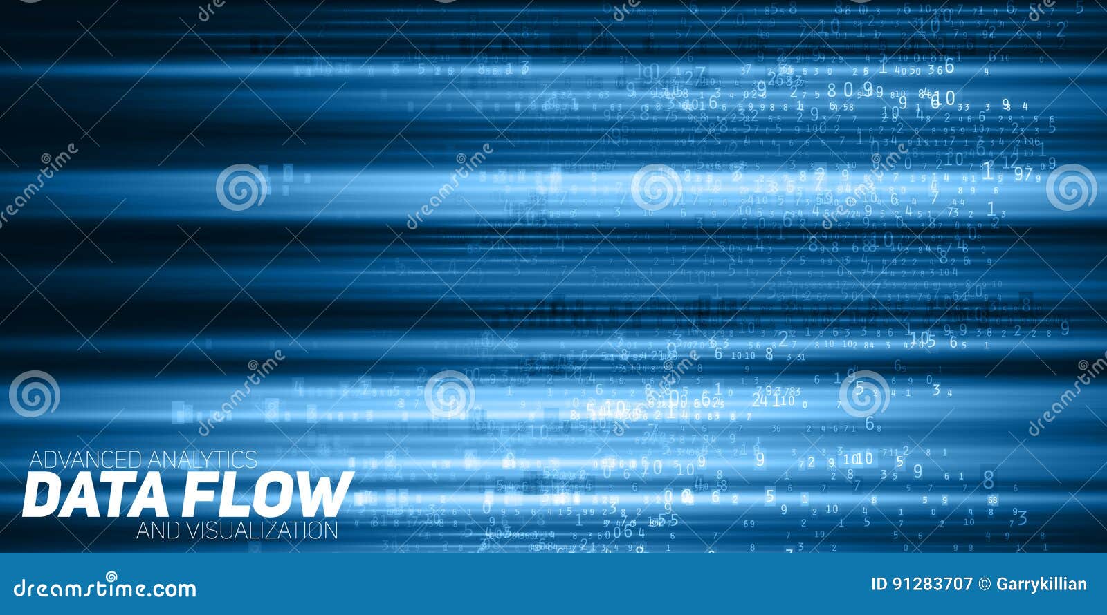 Vector Abstract Big Data Visualization Blue Flow Of Data As Numbers Strings Information Code 9138