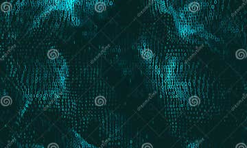 Vector Abstract Big Data Visualization. Cyan Glowing Data Flow As ...