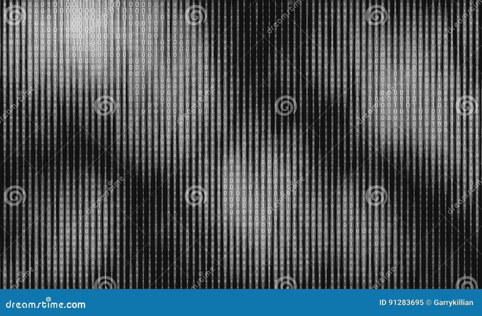 Vector Abstract Big Data Visualization Grayscale Data Flow As Binary Numbers Strings Computer