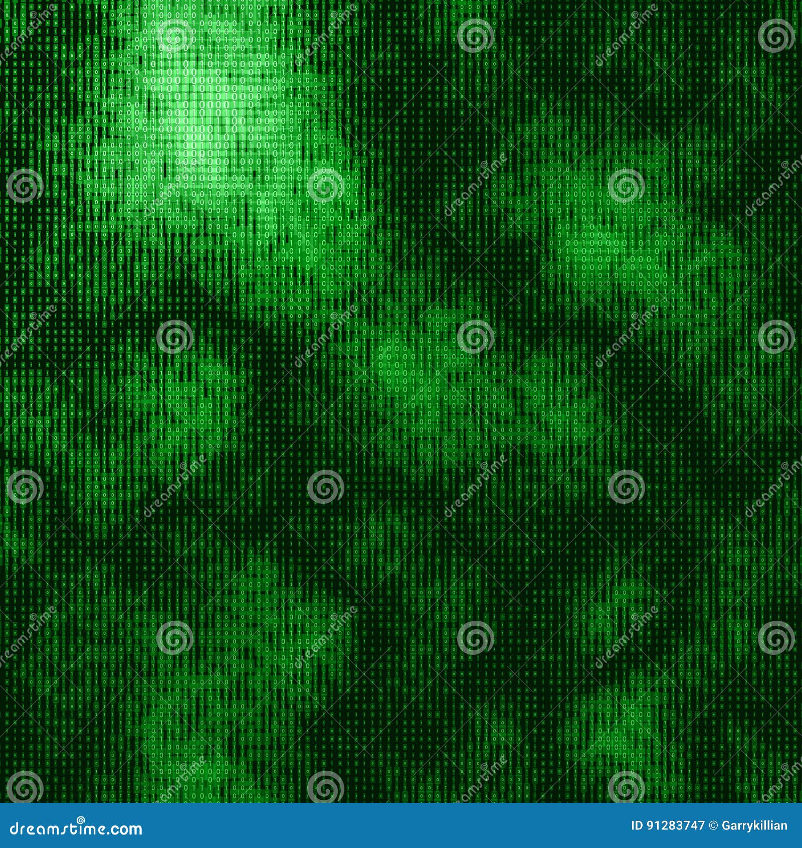 Vector Abstract Big Data Visualization Green Data Flow As Binary Numbers Strings Computer Code