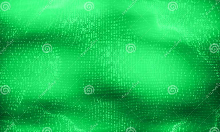 Vector Abstract Big Data Visualization. Green Glowing Data Flow As Binary Numbers Stock Vector ...