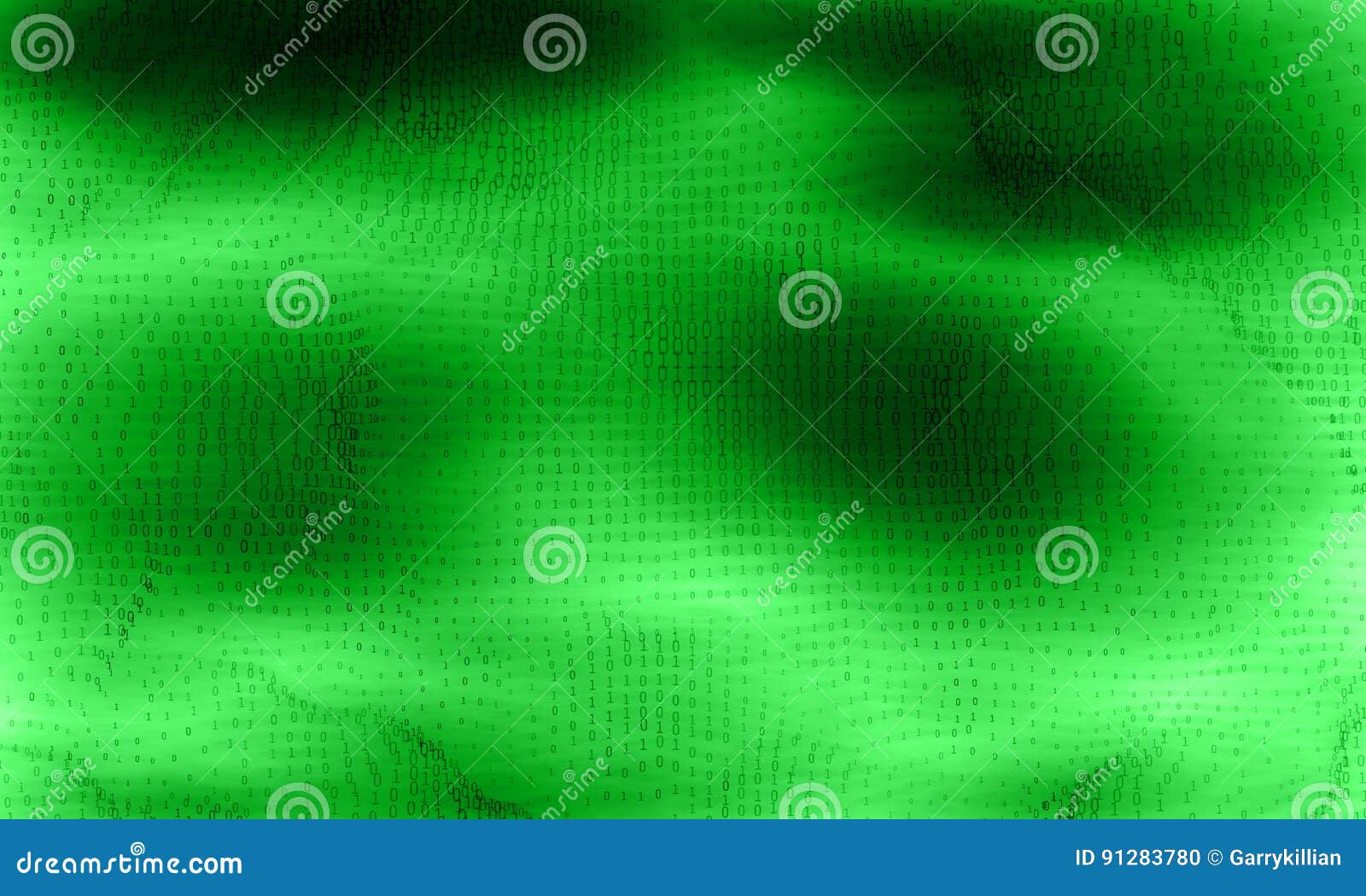 Vector Abstract Big Data Visualization Green Glowing Data Flow As Binary Numbers Stock Vector