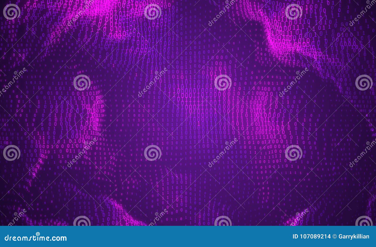 Vector Abstract Big Data Visualization Purple Glowing Data Flow As