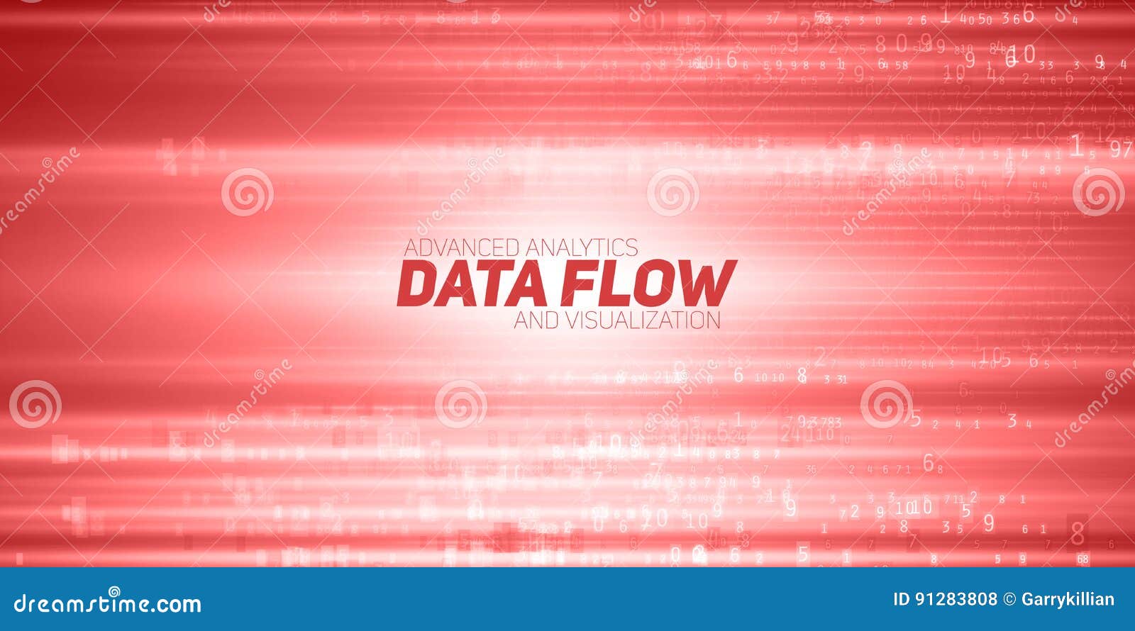 Vector Abstract Big Data Visualization Red Flow Of Data As Numbers Strings Information Code