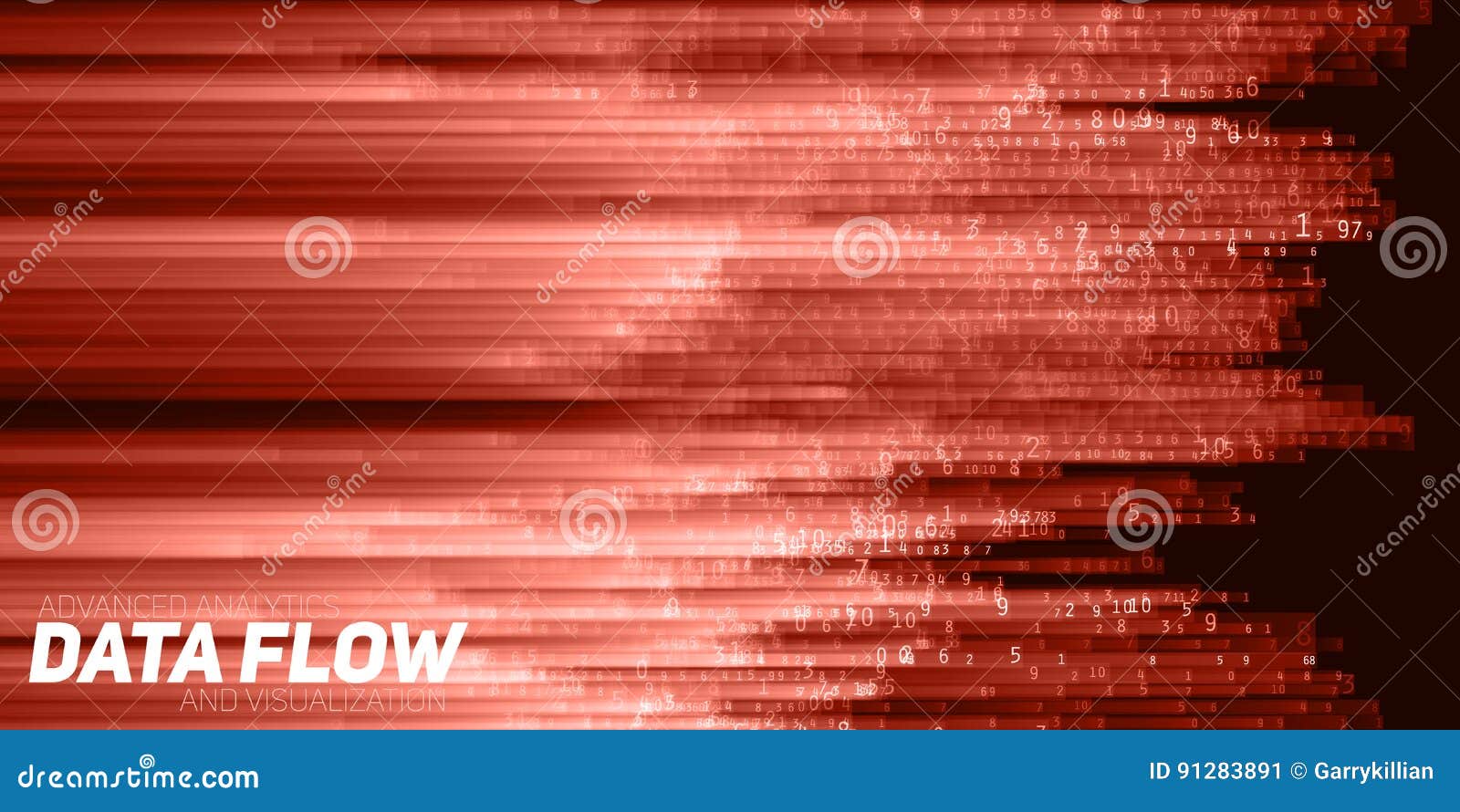 Vector Abstract Big Data Visualization Red Flow Of Data As Numbers Strings Information Code