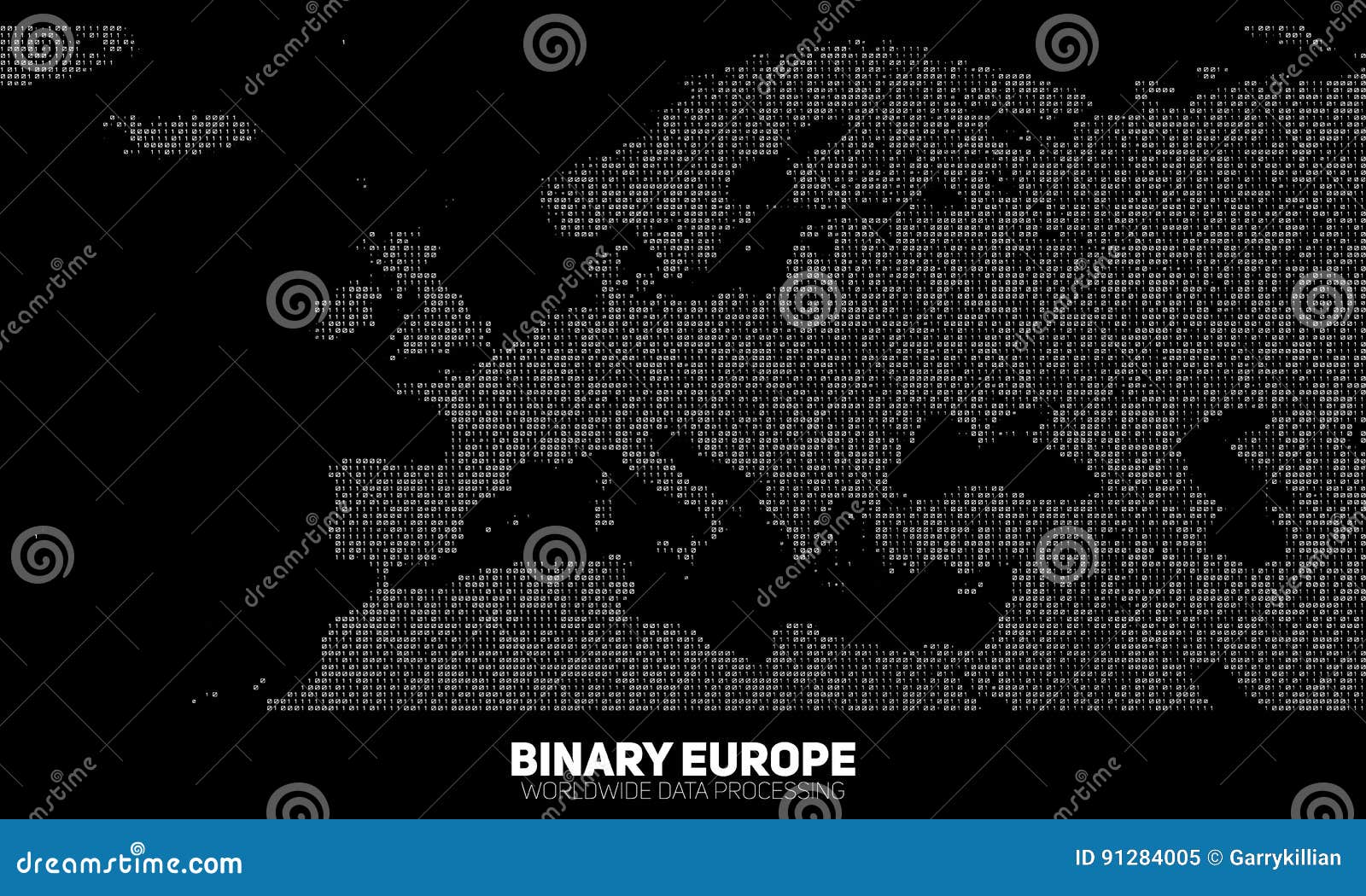 Vector Abstract Binary Europe Map. Continents Constructed from Binary ...