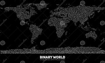 Vector Abstract Binary World Map. Continents Constructed from Binary ...