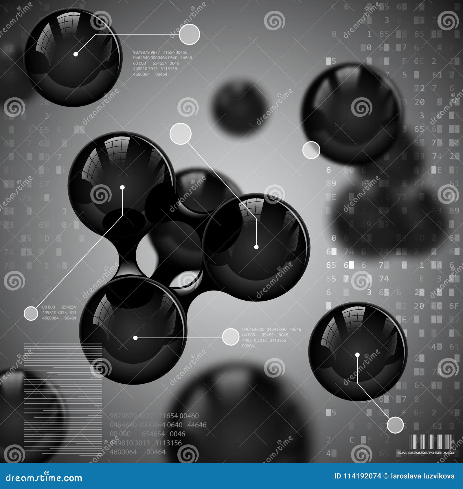 Vector Abstract Black Glossy Molecules Design with Binary Code and ...