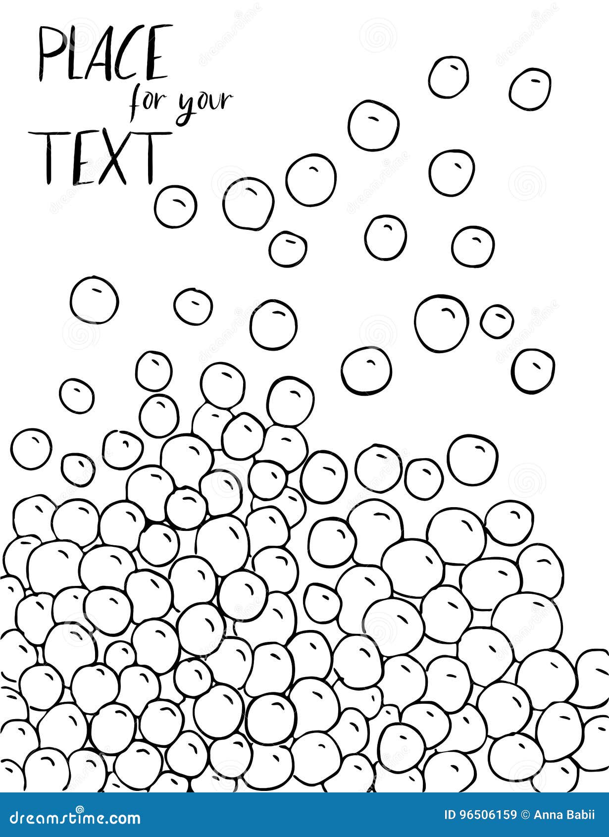 Vector Abstract Black and White Sketch Background. Monochrome Bubbles ...