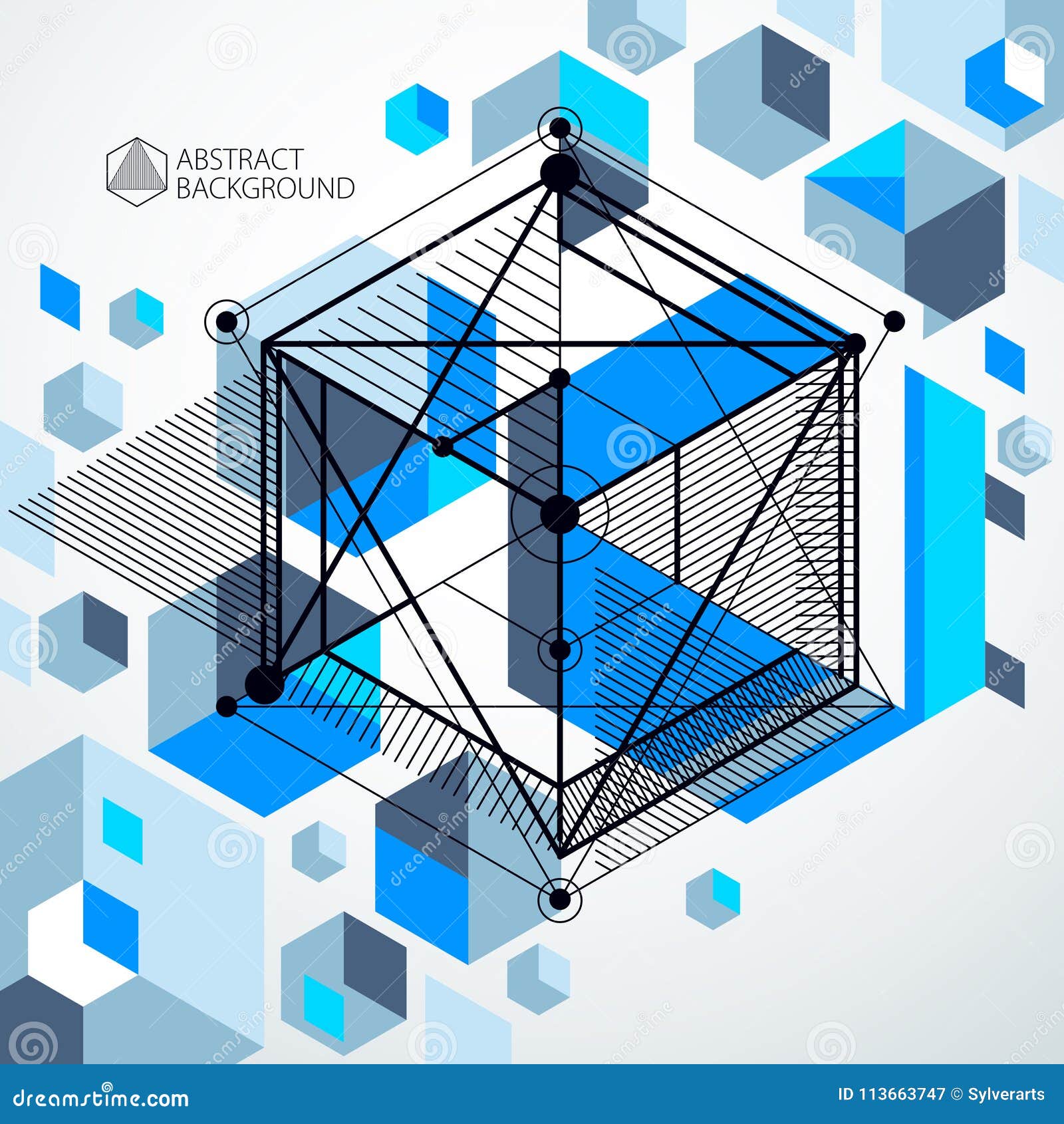 Vector Abstract Blue Background Created in Isometric Mesh Lines Stock ...