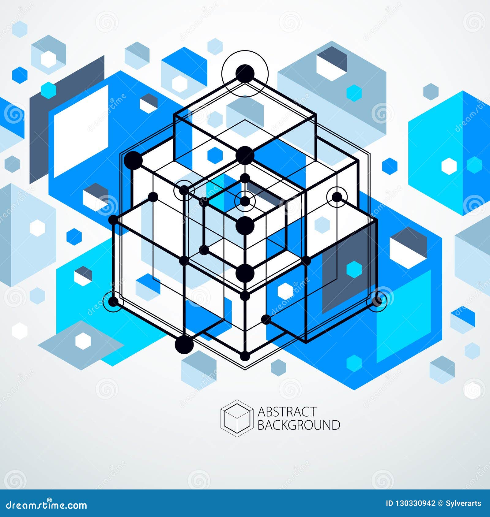 Vector Abstract Blue Background Created in Isometric Mesh Lines Stock ...
